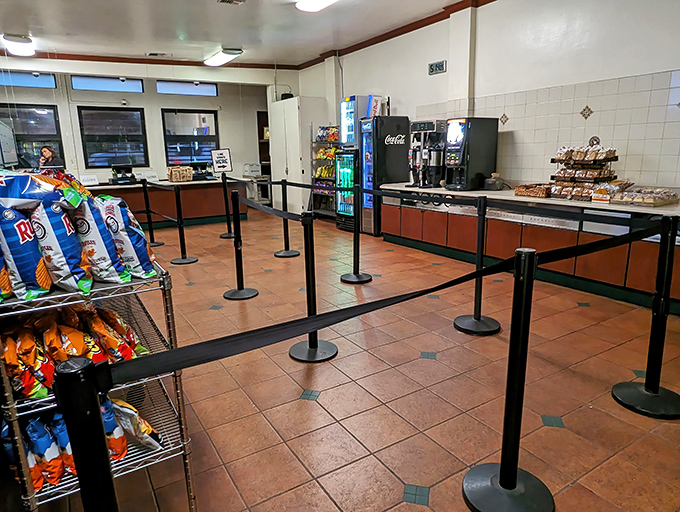 The ordering area's utilitarian design tells you they've invested in what matters: the food, not fancy decor.