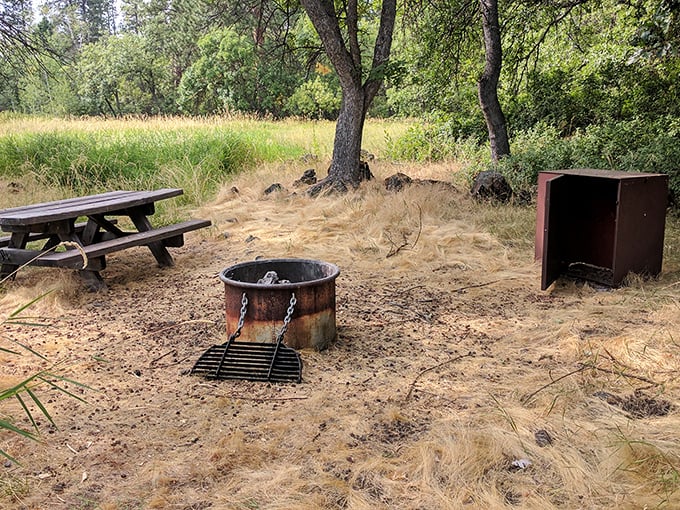 Dinner and a sunset show. This rustic campsite's fire ring has hosted countless meals with California's most spectacular backdrop.