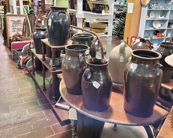 These stoneware jugs once held everything from whiskey to buttermilk – now they're sculptural pieces of Southern heritage.