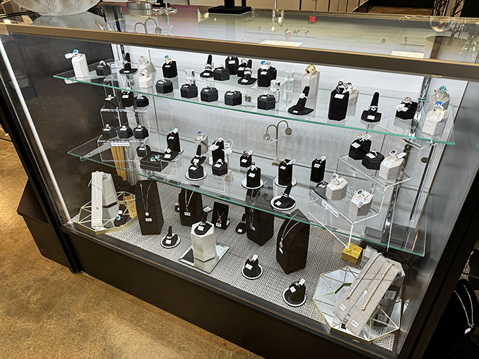 Jewelry displayed with museum-worthy precision—tiny universes of craftsmanship waiting to adorn new wrists, necks, and stories.