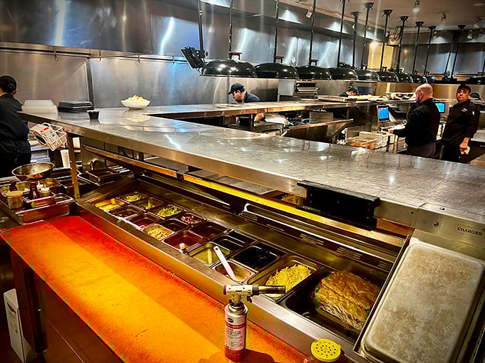 Where the magic happens—the gleaming kitchen line reveals the serious hardware behind those seriously good flavors.