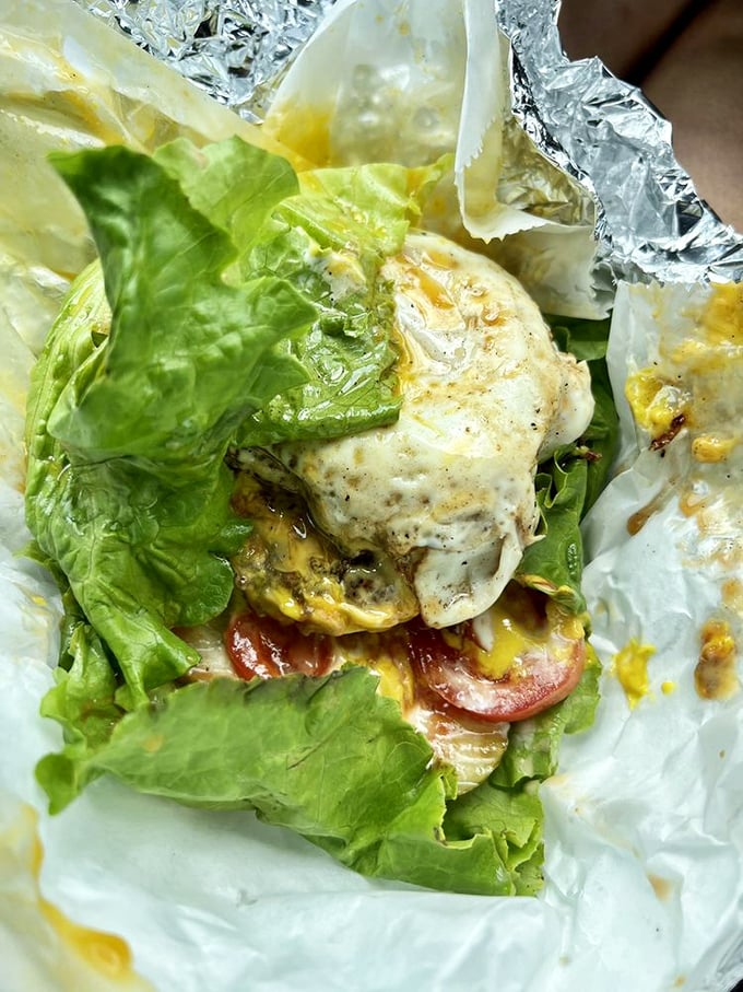 For those who prefer their burgers in leafy green packaging. All the flavor without the guilt, though napkins remain non-negotiable.