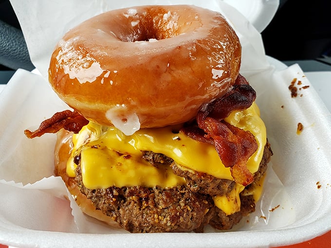 The infamous Luther Burger swaps traditional buns for glazed donuts—a sweet-savory combination that's either culinary genius or delicious madness. Possibly both.