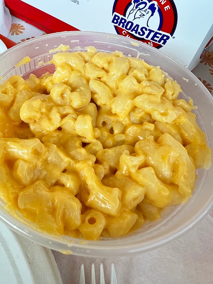 Mac and cheese that doesn't need truffle oil or breadcrumbs to impress. This is comfort food that understands its mission—to make you happy.