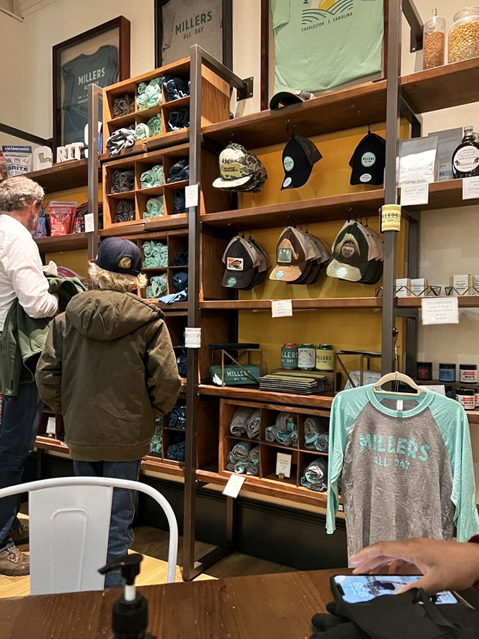 The merch wall says, "Yes, you can take the Millers experience home," though sadly not the chef or the banana bread.