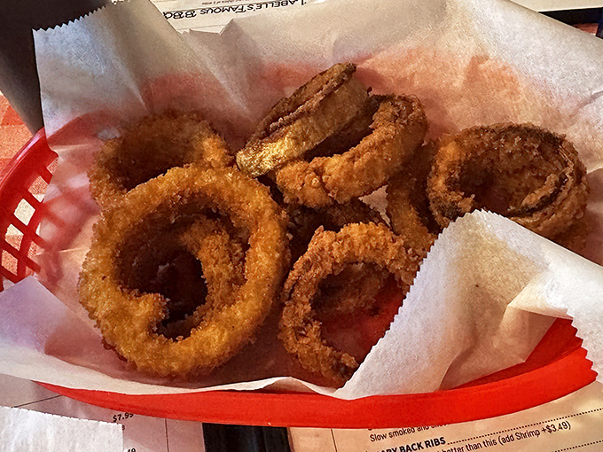 Onion rings with the perfect crunch-to-squish ratio. These golden halos aren't just side dishes – they're main attractions in their own right.