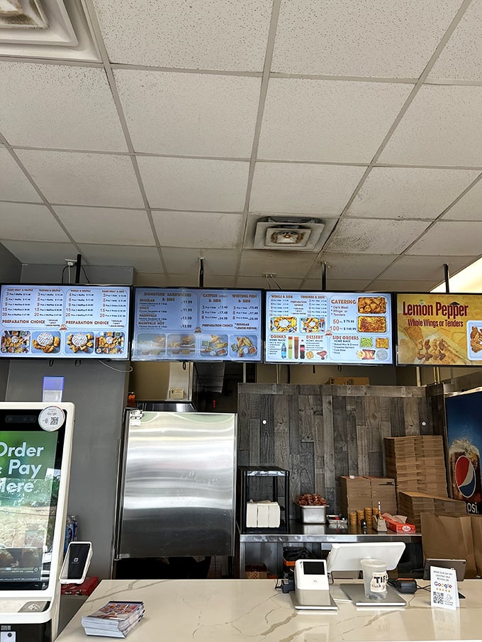 A menu board that reads like a love letter to comfort food classics—each option more tempting than the last.