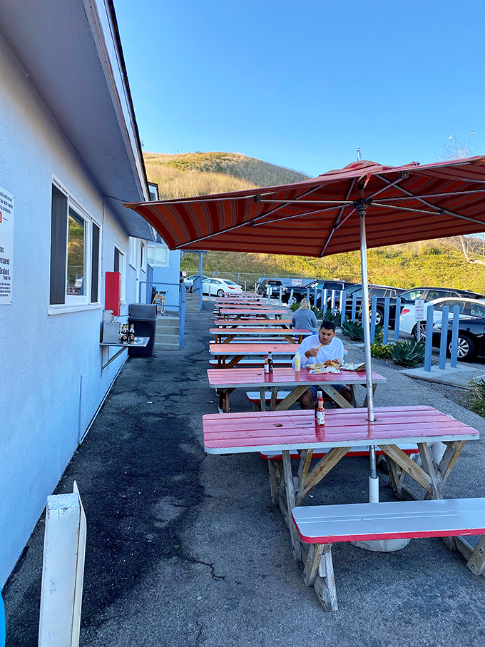 Additional patio seating ensures everyone gets their chance to dine al fresco California-style.