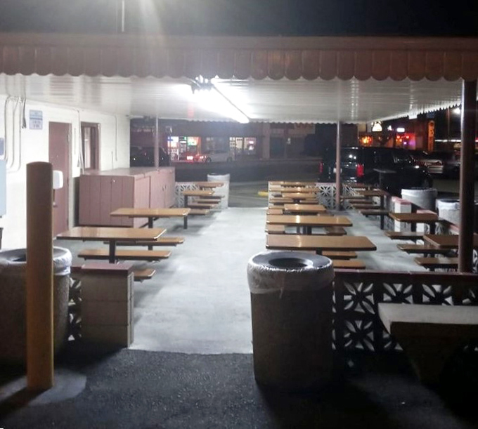 Simple tables under fluorescent lights – because when the food is this good, you don't need fancy ambiance to create memories.