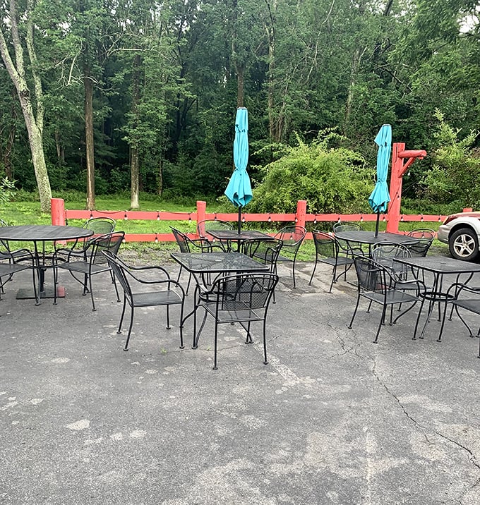 Outdoor seating where the Pennsylvania breeze carries the scent of bacon and possibility. Some meals just taste better under open sky.