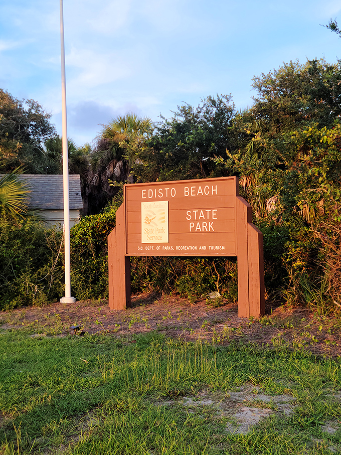 The sign that signals your vacation has officially begun—where park rules include "must relax completely" (it's implied, not posted). 