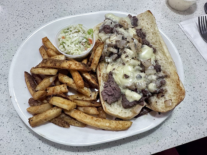 The Philly cheese sandwich – where beef, onions and melted cheese come together in a harmony sweeter than the Philadelphia Orchestra.