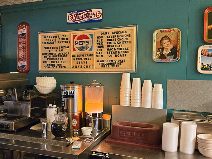 The daily specials board tells you everything you need to know: this place serves crabs, serves well, and serves anybody—a diner democracy at its finest.