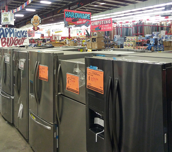Refrigerator row, where kitchen appliance dreams come true. Major upgrades without the major price tags – that's the Ollie's magic.