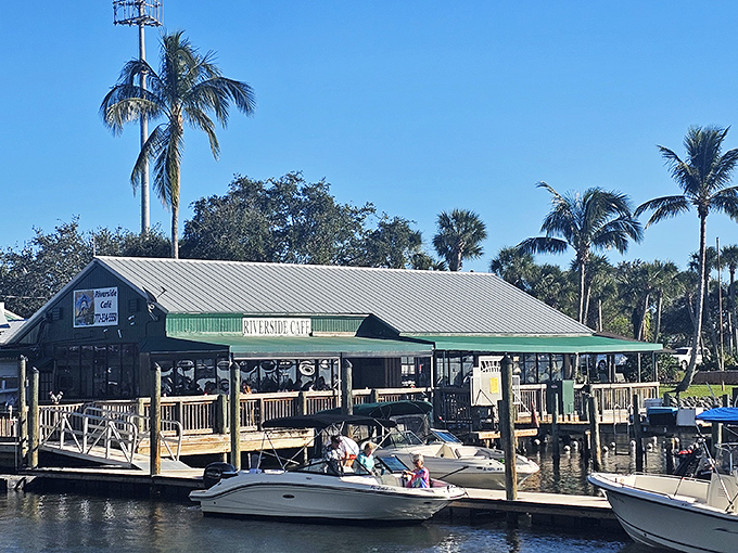 Boats, brews, and beautiful views define Riverside Cafe. Where else can you watch dolphins while enjoying your grouper sandwich?