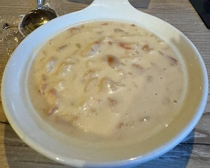 A seafood chowder so creamy and rich it could solve diplomatic crises—nothing brings people together like shared soup bliss.