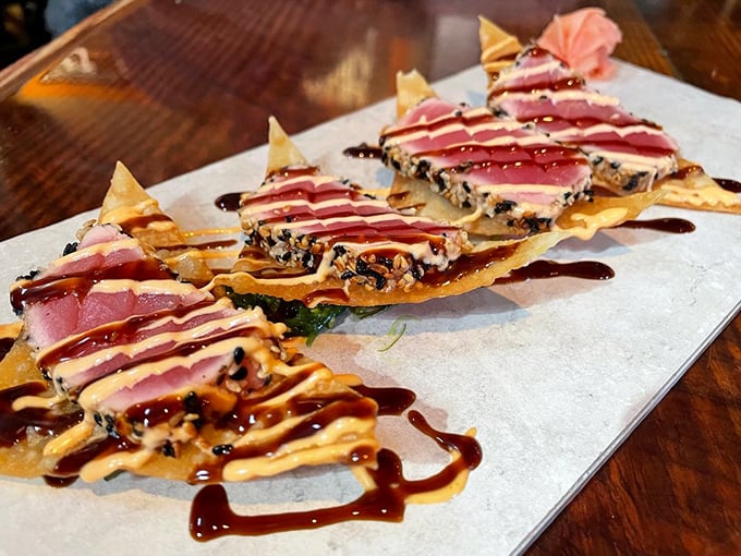 Seared tuna with an artistic flair – proof that sometimes food should be admired before it's devoured.