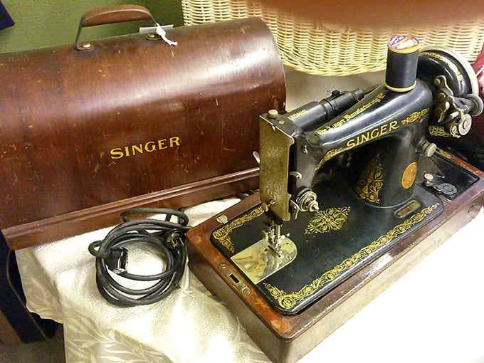 This elegant Singer sewing machine tells stories of handmade wardrobes and late-night mending. Great-grandma's Instagram would have featured this beauty constantly.