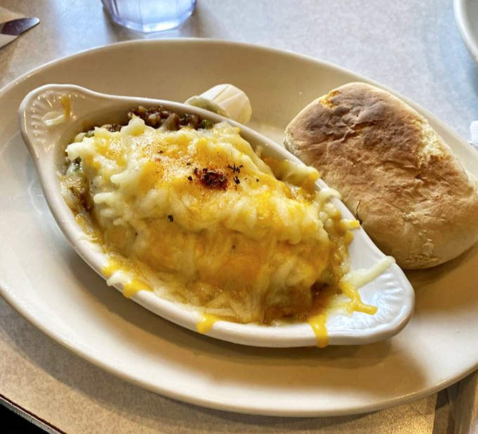 Shepherd's pie that looks like it could comfort you through a breakup, a bad day at work, or an entire North Carolina winter.