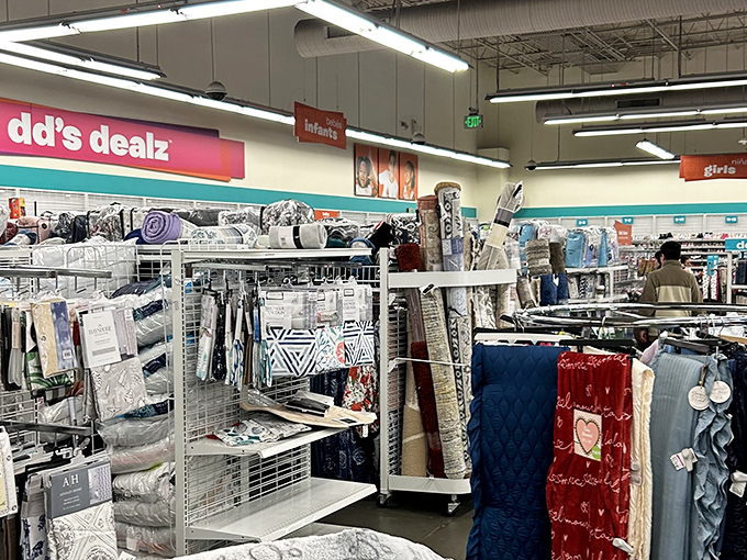 The "dd's dealz" section is where the real magic happens—bedding, home goods, and textiles at prices that feel like typographical errors.