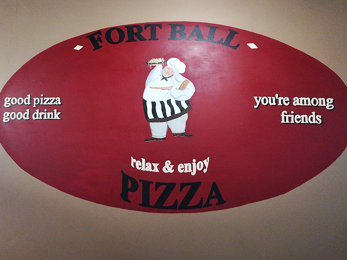 "Good pizza, good drink, relax & enjoy" – Fort Ball's philosophy painted in words we can all embrace.