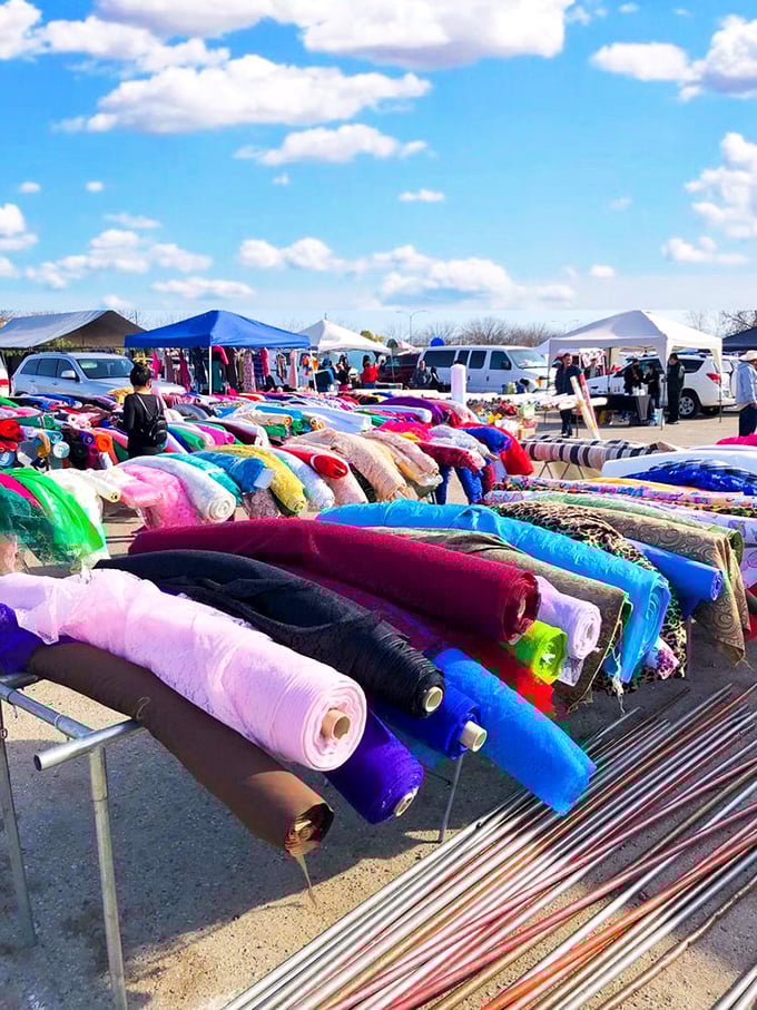 Fabric fantasia stretching toward the horizon—enough material to clothe a small nation or fuel a thousand DIY dreams.