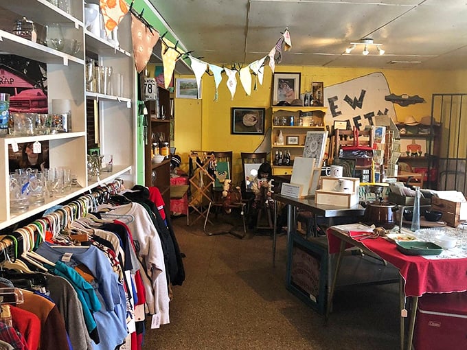 The "Clothing Optional" section of the restaurant. Just kidding—this quirky thrift corner adds character you won't find at chain restaurants.