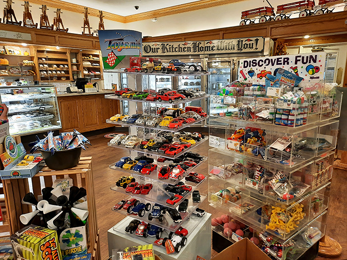 The gift shop doesn't just sell souvenirs—it sells nostalgia. Those toy cars probably come with a complimentary memory of simpler times.
