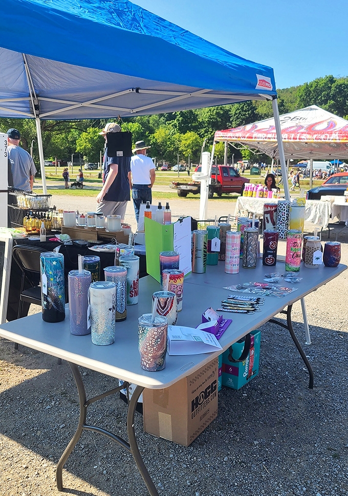 Glittering tumblers catch the Ohio sunshine like modern-day chalices. These bedazzled drink vessels promise to keep your beverages cold and your style hot.