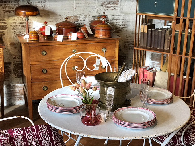 Grandma's kitchen reimagined. That table setting has witnessed more family secrets than a therapist, with better china to show for it.
