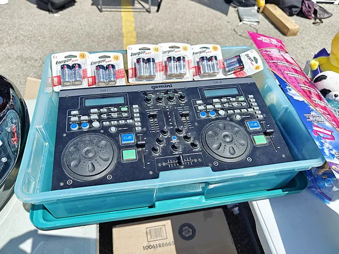 The DJ equipment that once dropped beats at someone's wedding now waits for its second act. Batteries not included, memories definitely are.