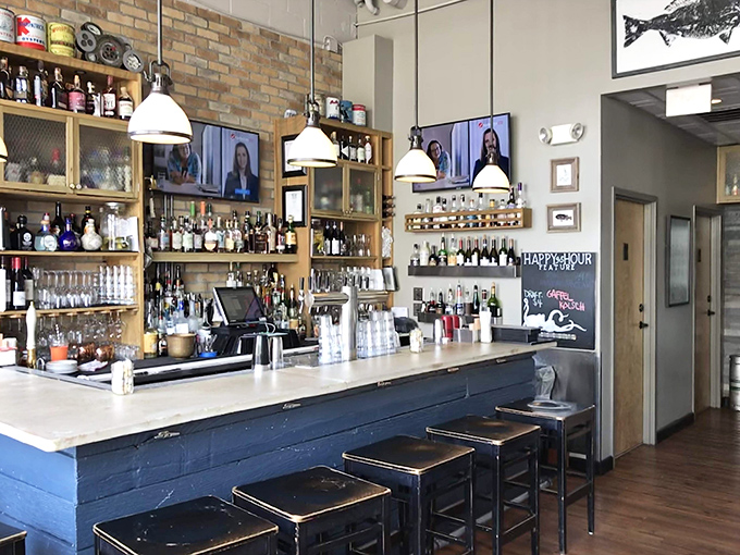 A bar stocked for serious maritime celebrations – where local brews meet craft cocktails in perfect coastal harmony.