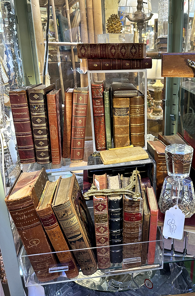 These leather-bound classics aren't just books—they're time capsules. Fielding's works sit alongside Shakespeare, waiting for the right bibliophile to give them shelter.