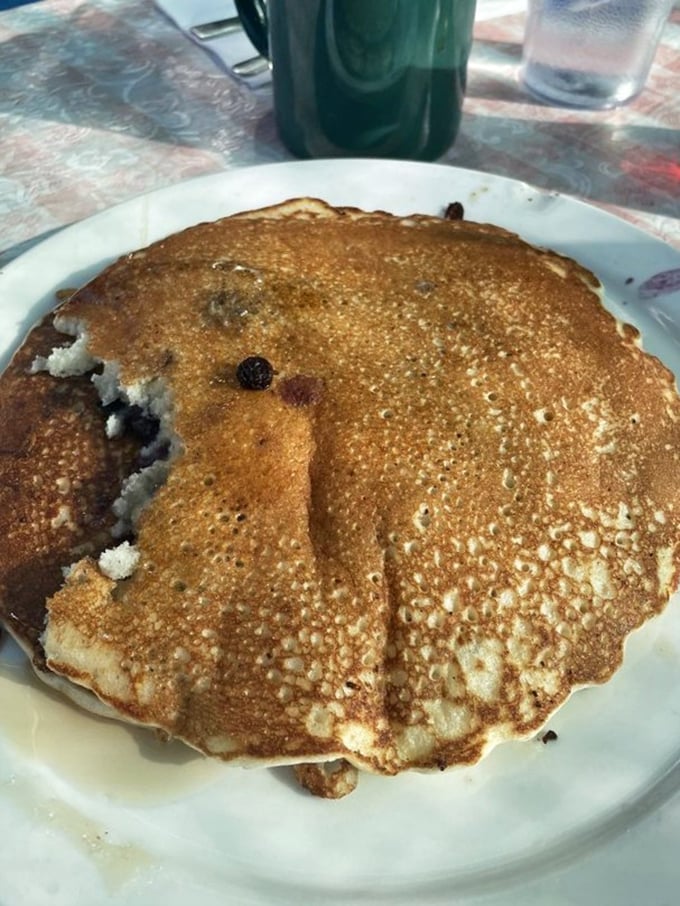 This blueberry pancake isn't just breakfast—it's a golden-brown canvas of morning perfection with fruity surprises hiding in every other bite.