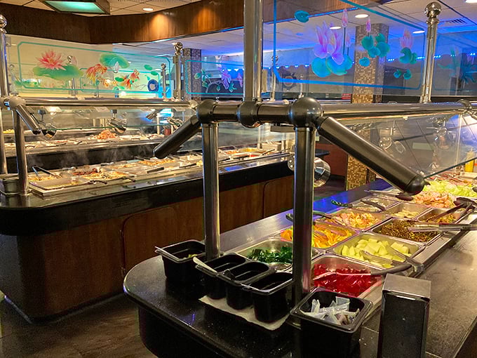 The buffet's greatest hits album on a single plate – where crunchy meets soft, savory meets sweet, and your diet meets its temporary demise.