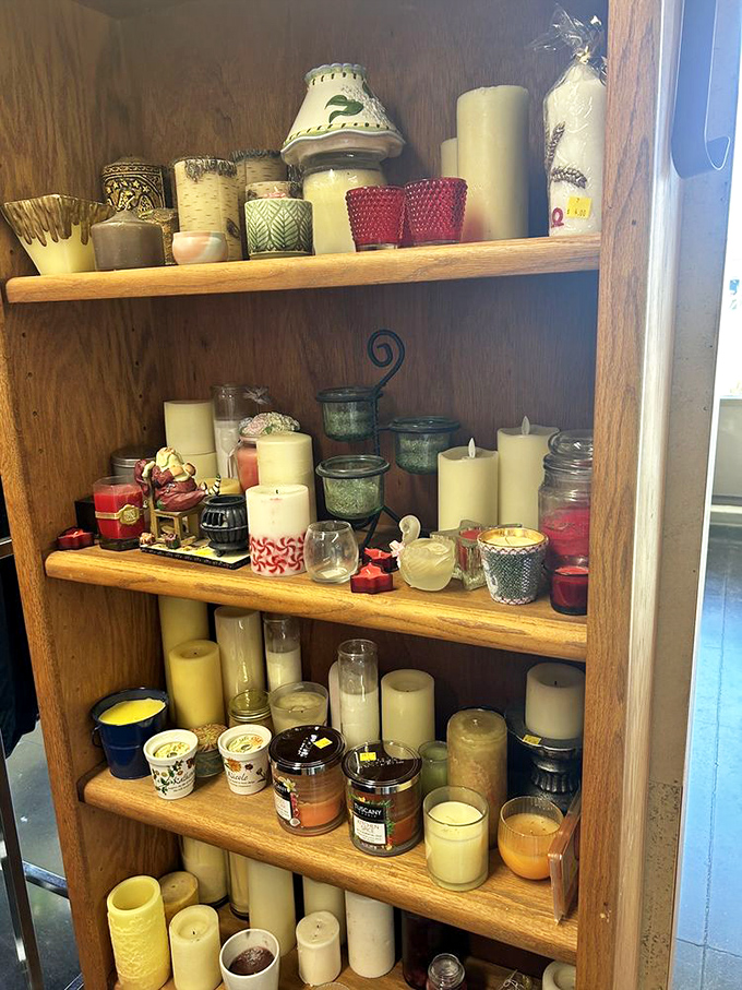 Candles of every size and scent create aromatic possibilities for cozy evenings and special occasions.