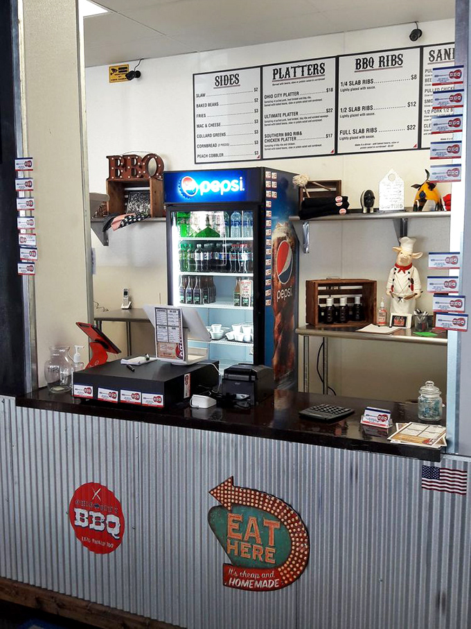 The command center of flavor operations. Simple menu boards and no-nonsense counter service—because they're too busy perfecting brisket to overcomplicate things.