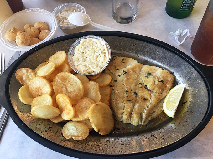 Perfectly broiled fish with a mountain of hand-cut potato chips. Simple food executed with expertise that makes you question why you'd eat anywhere else.