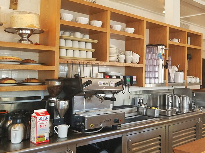 The coffee station – meticulously organized like a surgical theater, because morning caffeine delivery is serious business.