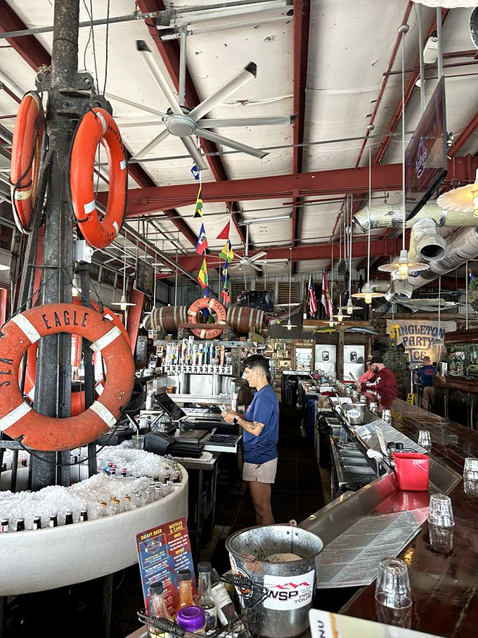 Life preservers on the wall aren't just decoration—they're saving you from ordinary dining experiences.