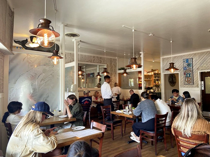The dining room hums with the universal language of satisfaction—the quiet murmurs of people too busy enjoying food to talk much.