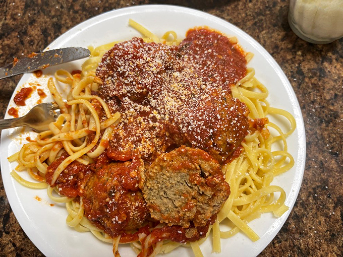 Even their pasta game is strong – a hearty plate of spaghetti and meatballs proving Goldie's isn't just a one-trick breakfast pony.