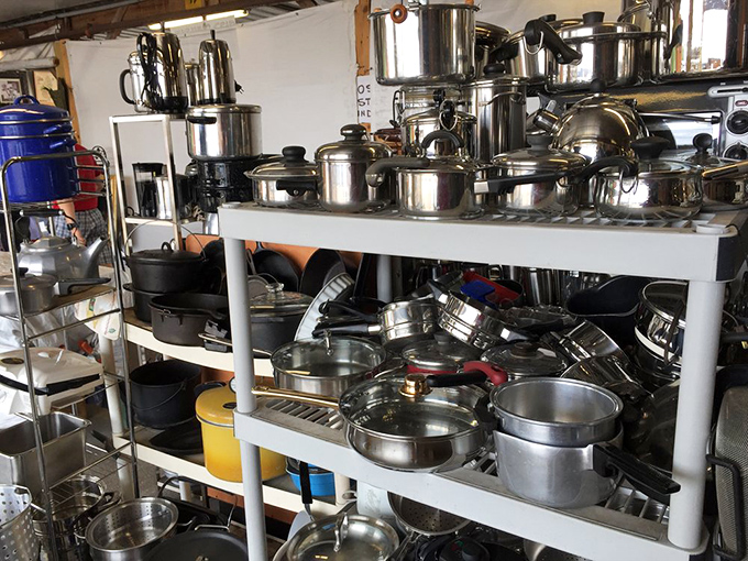 A cook's paradise of pots and pans where you'll find everything from grandma's cast iron to that specific lid you lost three years ago.
