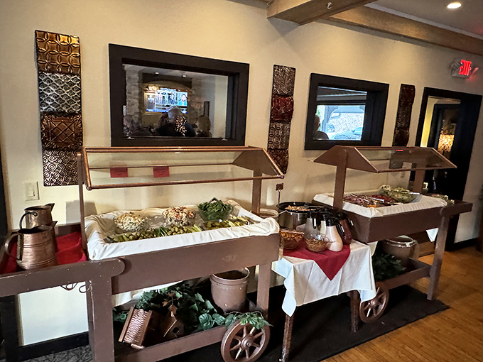A buffet setup that promises abundance without overwhelming—the kind of thoughtful presentation that says "quality" louder than "quantity."
