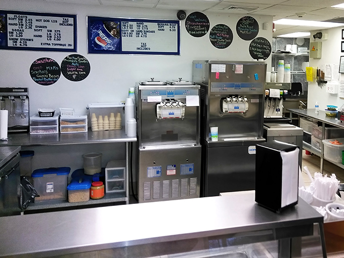 The soft-serve machine—that magical portal to childhood joy—promises cold, creamy perfection with just the pull of a lever.