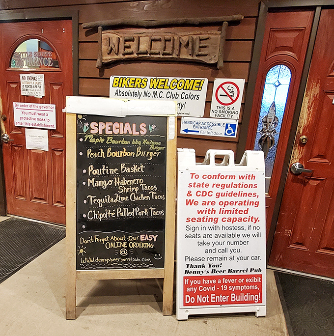 The specials board—where bourbon burgers and tequila tacos prove that Denny's isn't just about size, it's about creative flavor combinations.