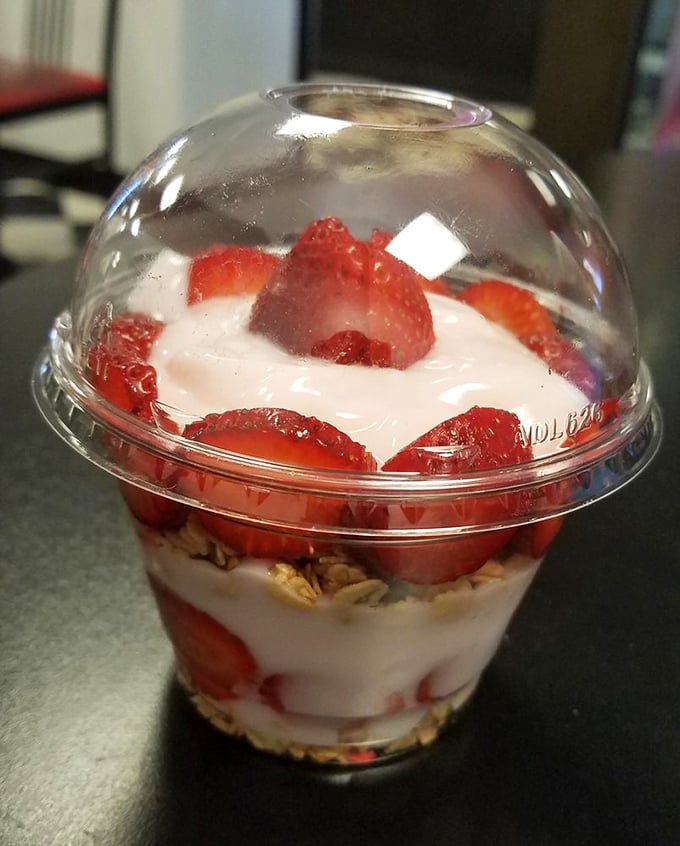 This parfait isn't trying to win Instagram—it's trying to win your heart with simple layers of yogurt, berries, and granola.