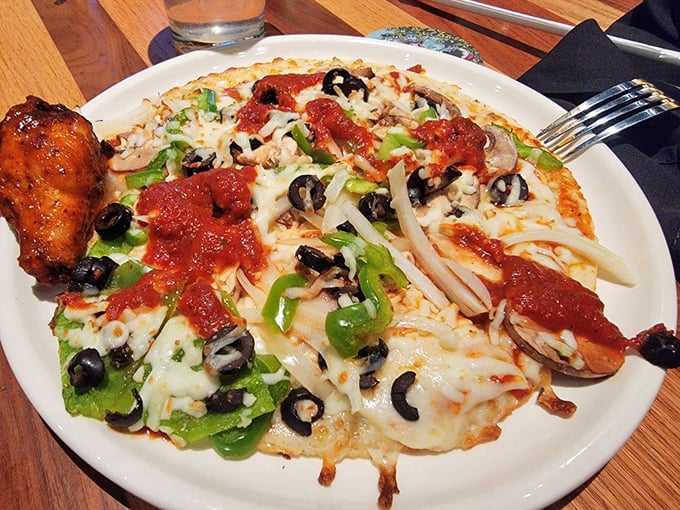 This pizza doesn't just have toppings—it has a carefully curated collection of ingredients having their best day ever together.