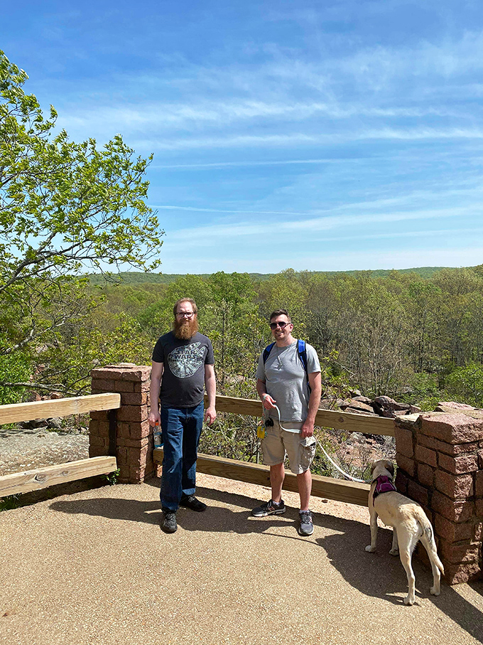 The viewing platform rewards hikers with panoramic vistas of Missouri's rolling landscape—proof that sometimes the best views require a little effort.