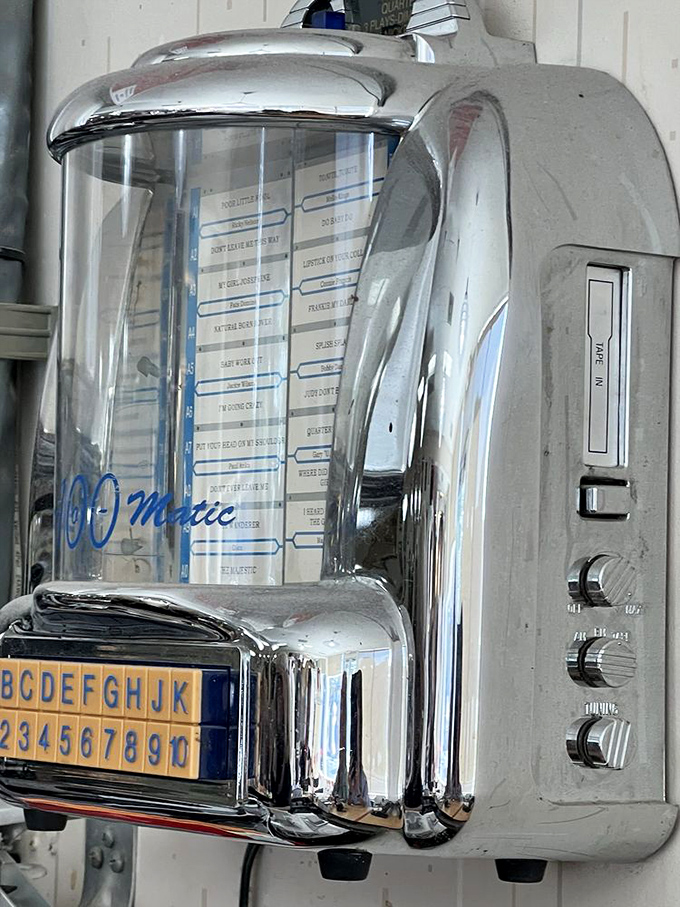 This vintage jukebox isn't just decoration—it's a time machine that pairs perfectly with your maple bar and memories of simpler times.